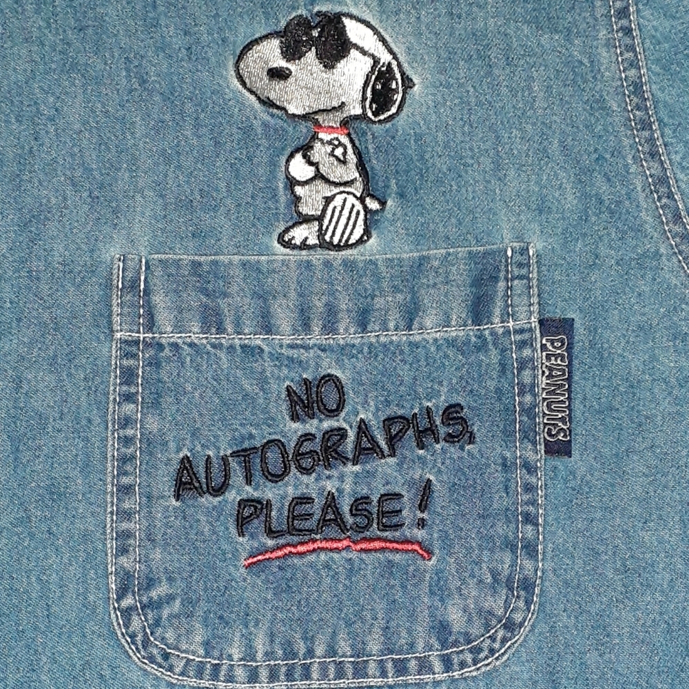 2001 Snoopy Peanuts Blue Jean Denim Button Up Pocket … - Gem